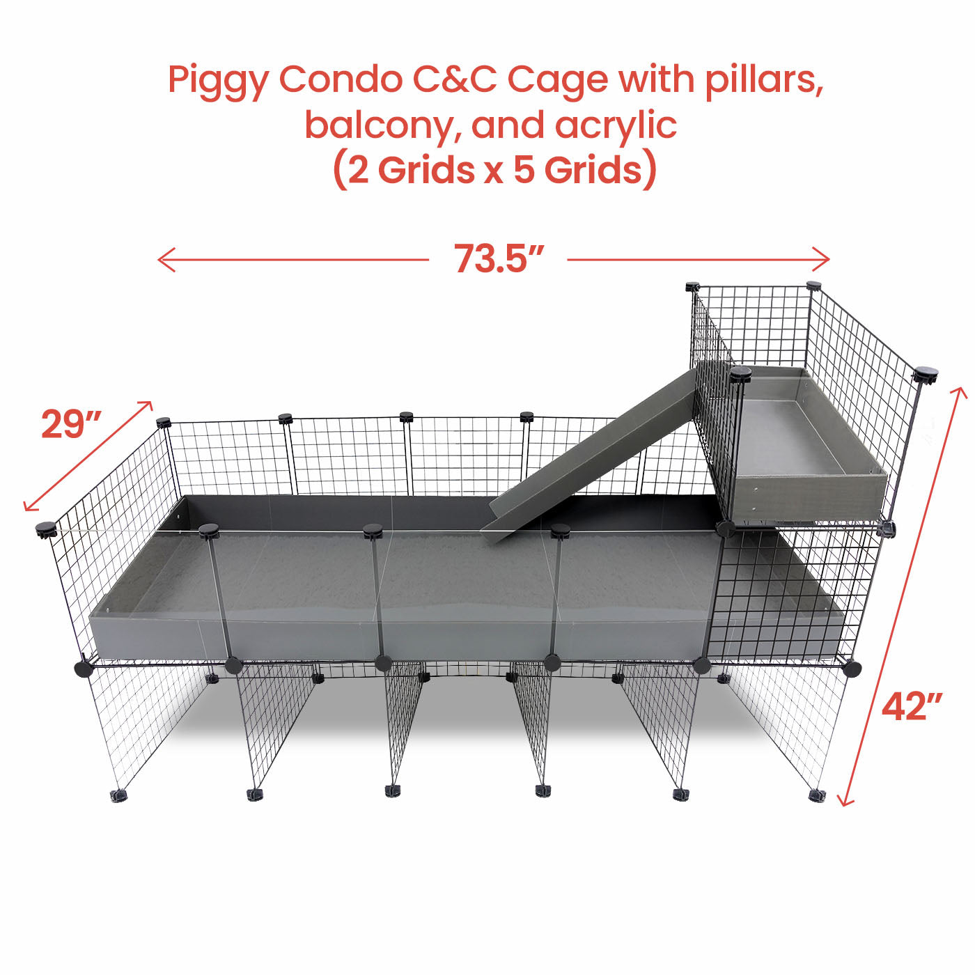 Piggy Condo C&C Cage with Pillars, Balcony, and Ramp – GuineaDad